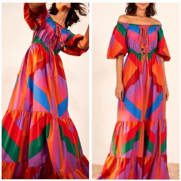 FARM Rio | Dresses | Farm Rio Amanda Stripes Maxi Dress Medium | Poshmark